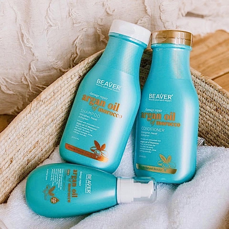 BEAVER REPAIR ARGAN OIL 350 ML. แชมพู+ครีมนวดผม สำหรับผมแห้งเสีย อุดมไป ...