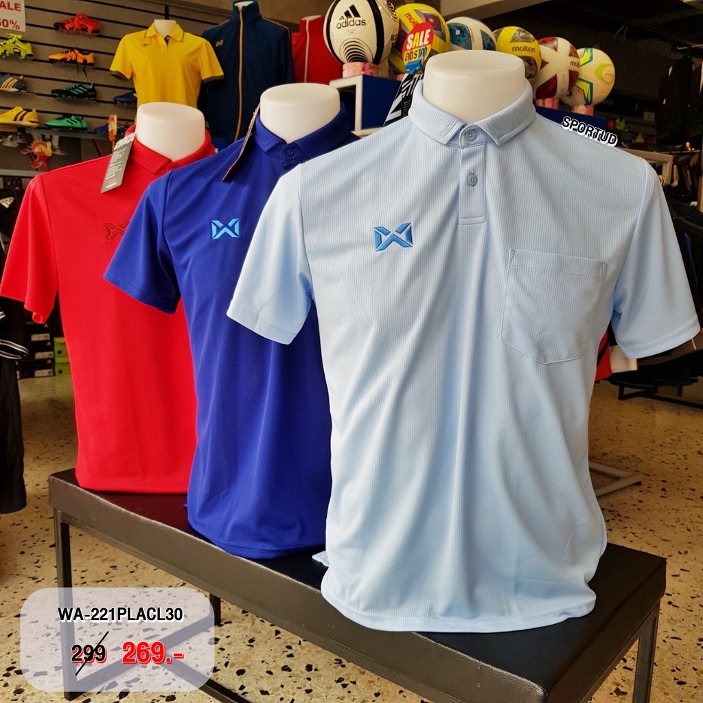 เสื้อโปโลวอริกซ์สีล้วน WARRIX รุ่น PIQUE PLUS (มีกระเป๋าอกเสื้อ) วาริก WA-221PLACL30 ของแท้100% ...
