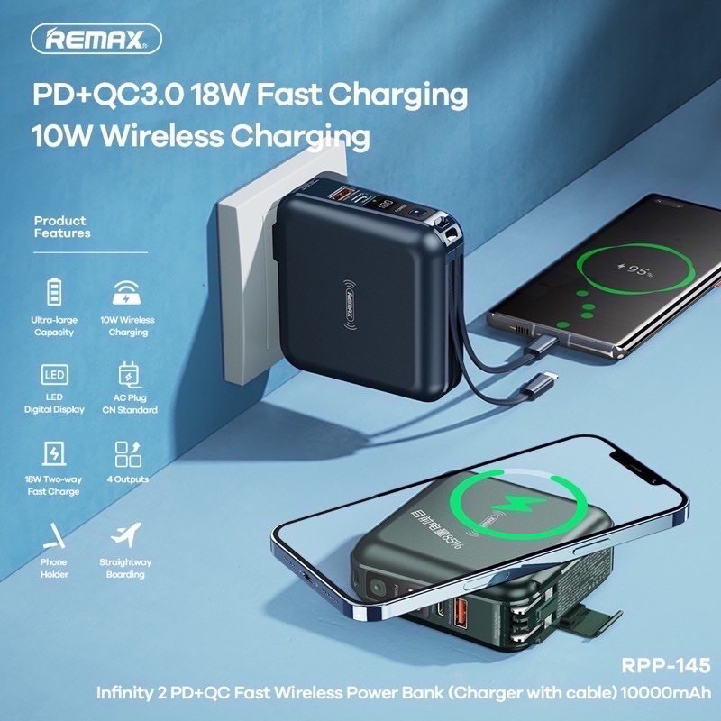 🔥New! RPP-145/Rpp-20 แท้100%แบตส่ารอง Wireless Power Bank Type-C TO iP ...