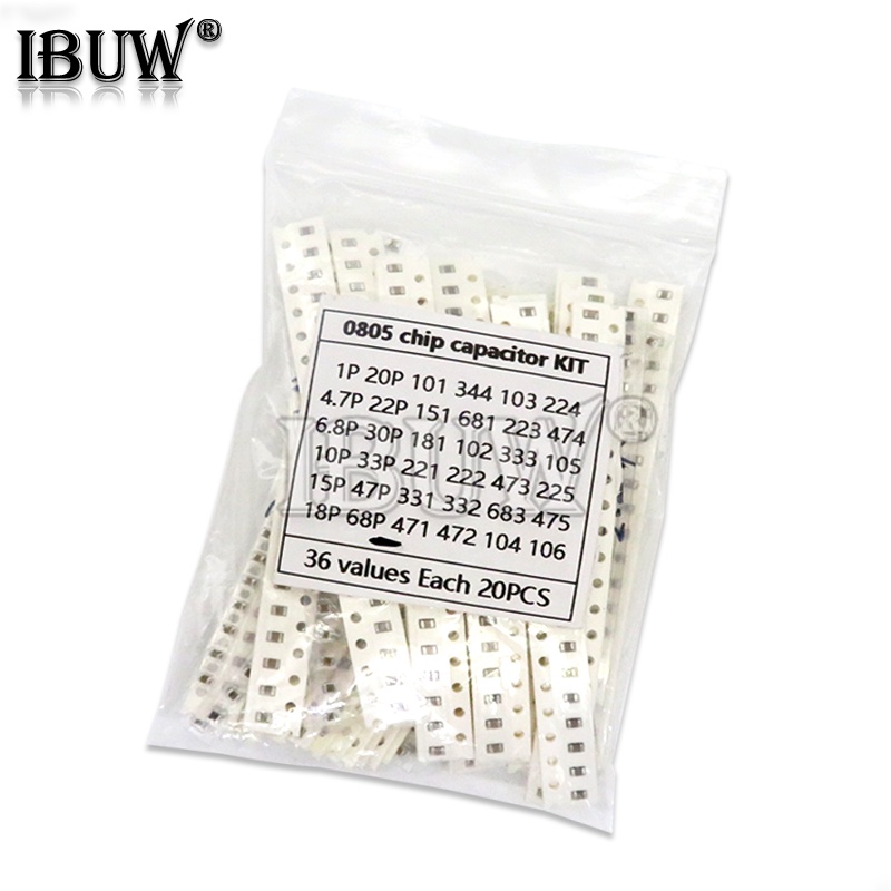 ชุดตัวอย่างตัวเก็บประจุ 0805 SMD 1pF~10uf 36values*20 ชิ้น =720 ชิ้น ...