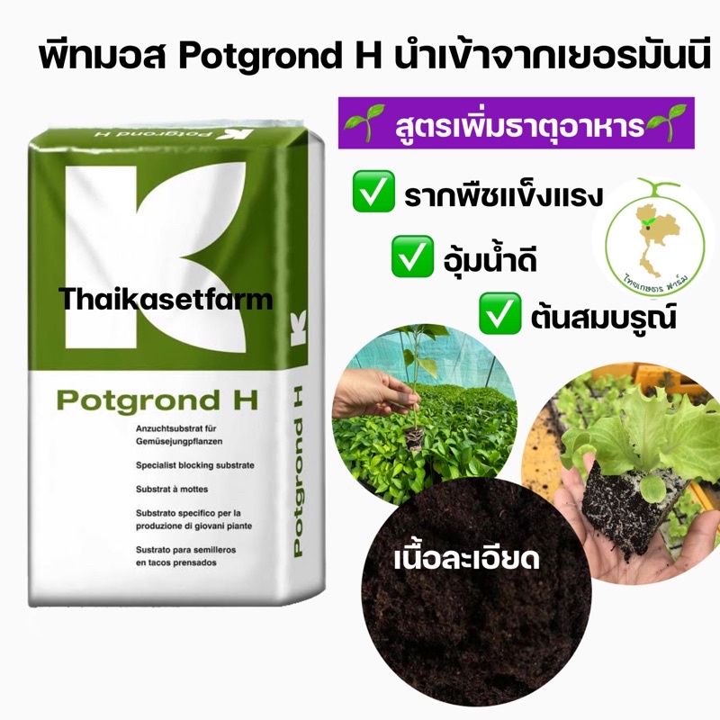 พีทมอสดินเพาะกล้าสำหรับเพาะต้นกล้า Potgrond H(นำเข้าจากเยอรมัน) 💥พอท ...