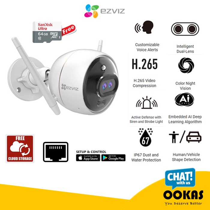 Ezviz C3X กล้องวงจรปิดไร้สาย เลนส์คู่ Ai-Powered Dark-Fighter WiFi H ... Ezviz C3X กล้องวงจรปิดไร้สาย เลนส์คู่ Ai-Powered Dark-Fighter WiFi H ...