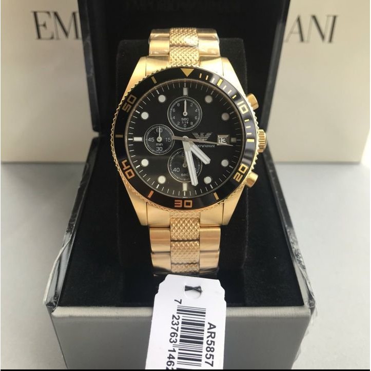 AR5857 ARMANI Gold สายสแตนเลสผลึกผู้ชายโครโนกราฟ 43 มม | Shopee Thailand