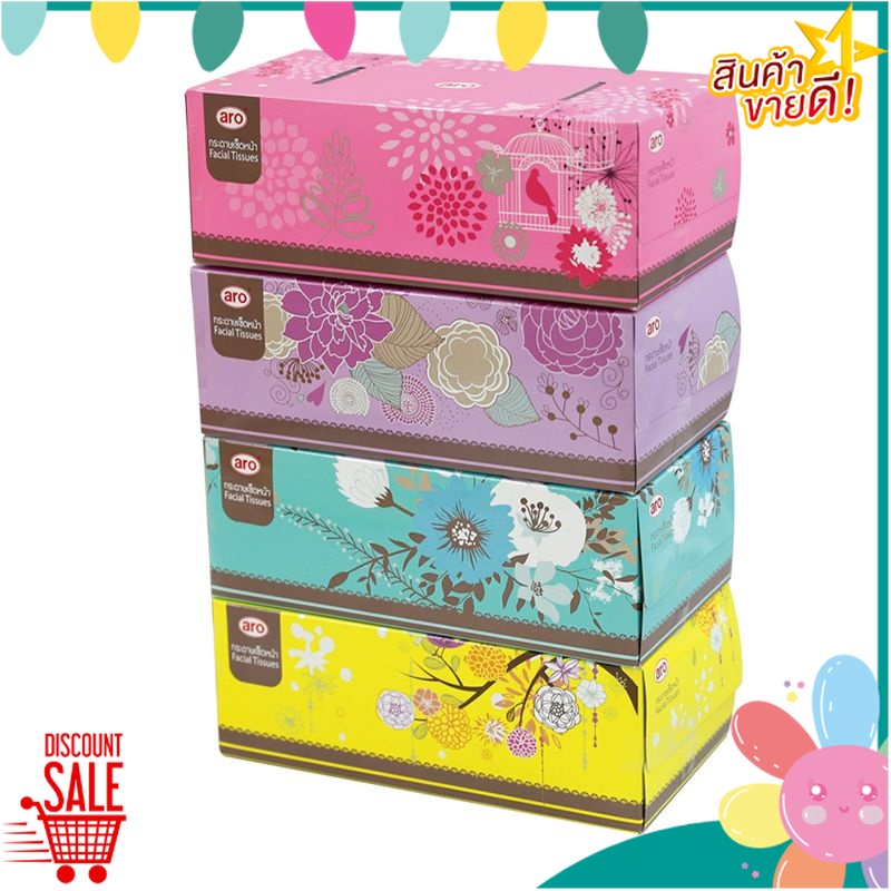 เอโร่ กระดาษเช็ดหน้าลายวินเทจ 150 แผ่น (4 กล่อง) กระดาษชำระและทิชชู ...