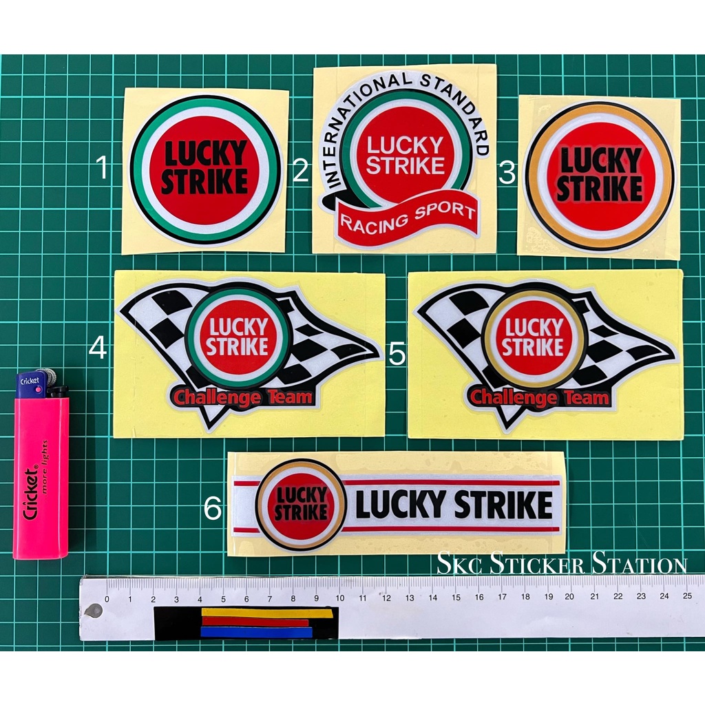Lucky strike Designs สติ๊กเกอร์ตัดทับซ้อนกันสะท้อนแสง luckystrike lucky ...