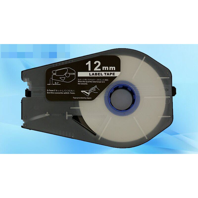 LABEL CASSETTE TAPE 12mm. White สำหรับเครื่องพิมพ์ปลอกสายไฟ CANON รุ่น ...