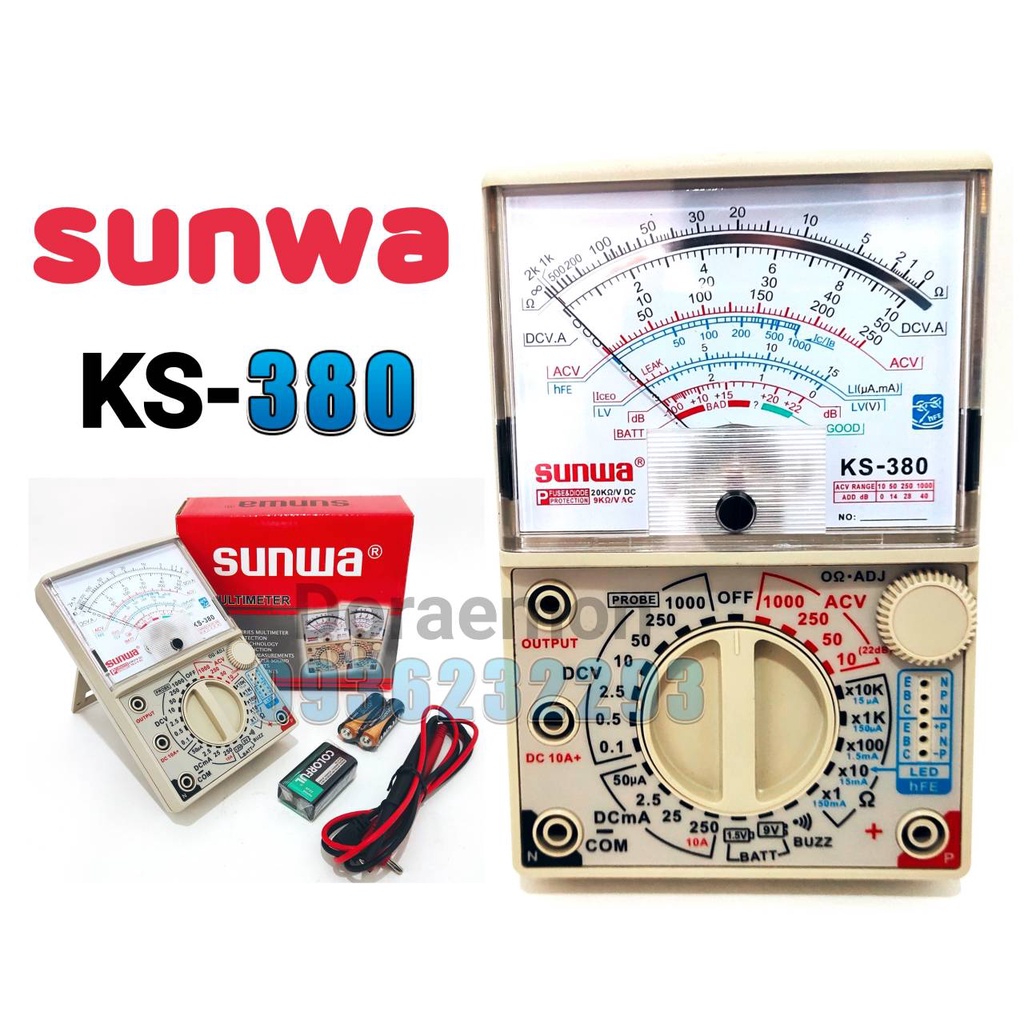 SUNWA KS-380 มัลติมิเตอร์แบบเข็ม มิเตอร์วัดไฟ แบบเข็ม มัลติมิเตอร์แบบอ ...