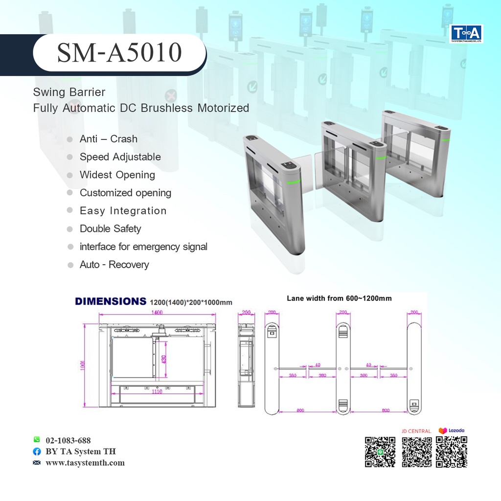 SM-A5010 ประตูกั้นอัตโนมัติแบบบานเปิดสวิง | Shopee Thailand