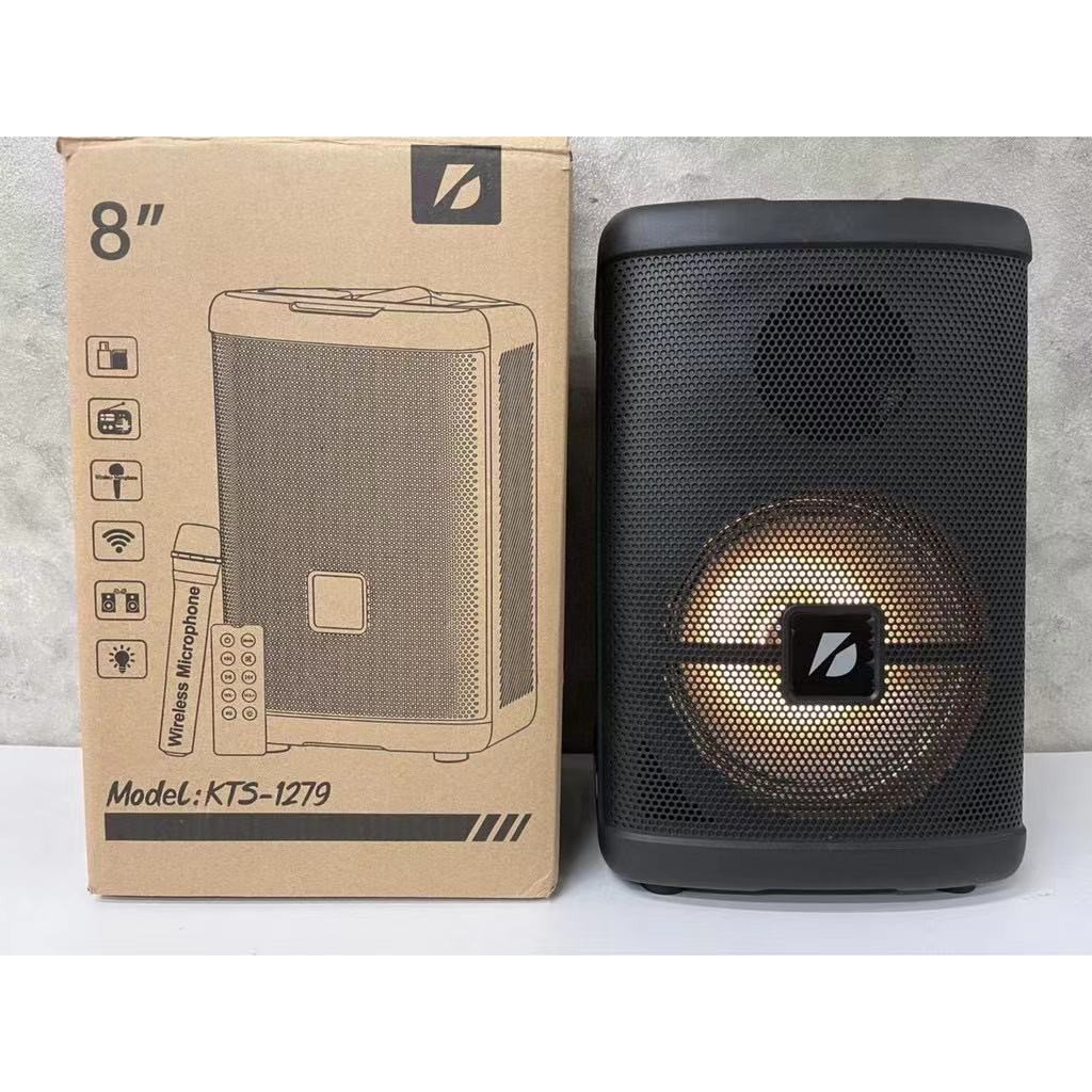 KTS-1279 ลำโพงบลูทูธลําโพงดอก8นิ้ว 30W ปรับเบสได้ ปรับเสียงแหลมได้ มีไฟ ...