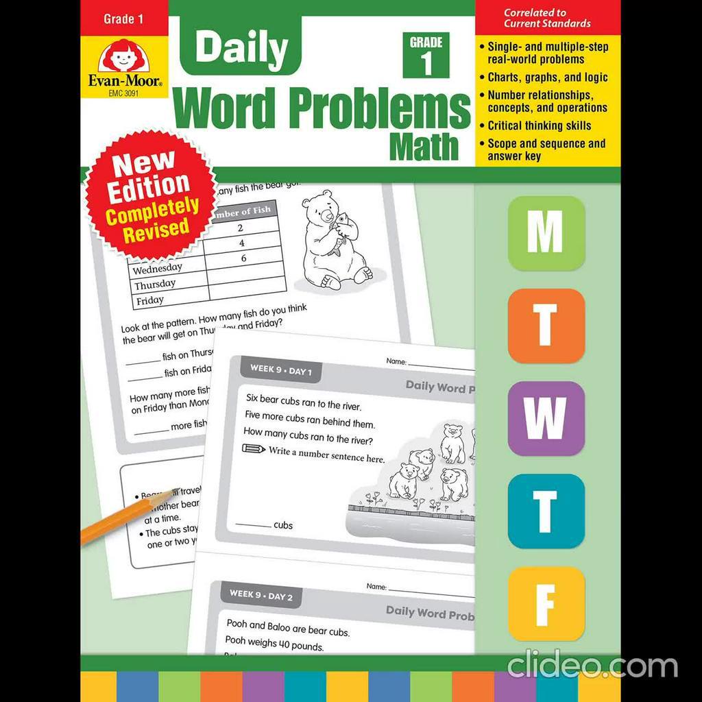 ป.1 Evan Moor Word Problems โจทย์คณิต โจทย์ปัญหา คณิตศาสตร์ป.1 ...