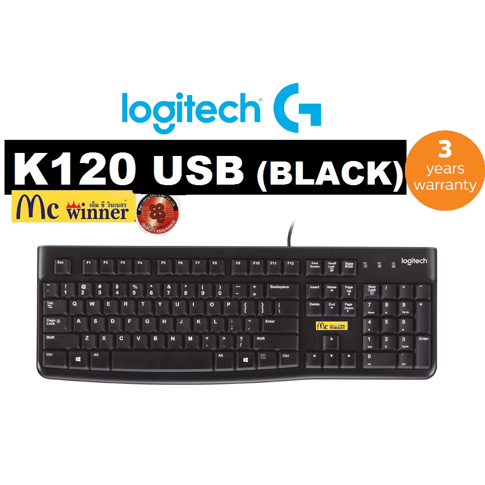 KEYBOARD (คีย์บอร์ด) LOGITECH K120 USB (ENG/THAI) - ของแท้ รับประกัน 3 ...