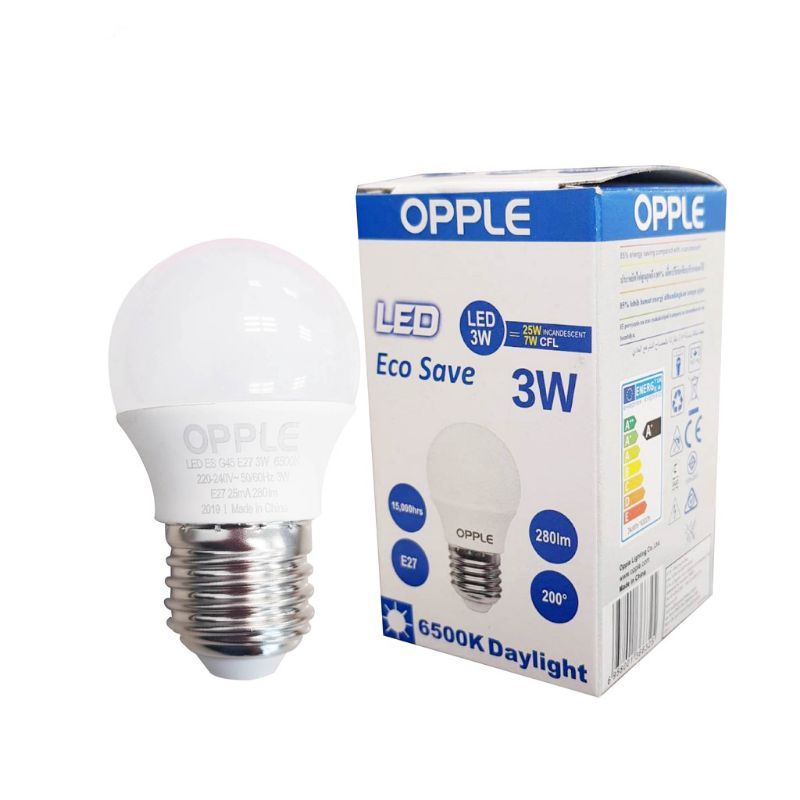 หลอดไฟ OPPLE LED Bulb EcoSave G45 3W E27 6500K | Shopee Thailand