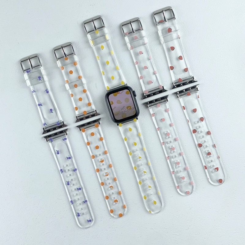 สายนาฬิกาข้อมือ TPU พิมพ์ลายผลไม้ สําหรับ iWatch 38 40 41 42 44 45 มม. Apple Watch Series 9 8 7 ...