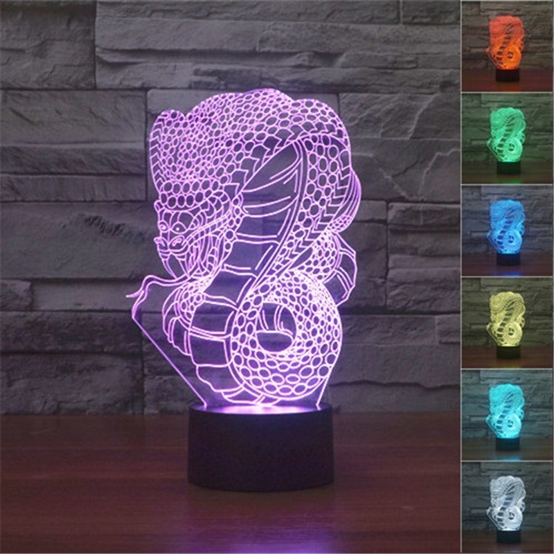 โคมไฟตั้งโต๊ะ Led รูปงู 3d ไล่โทนสี 7 สี ชาร์จ Usb Shopee Thailand
