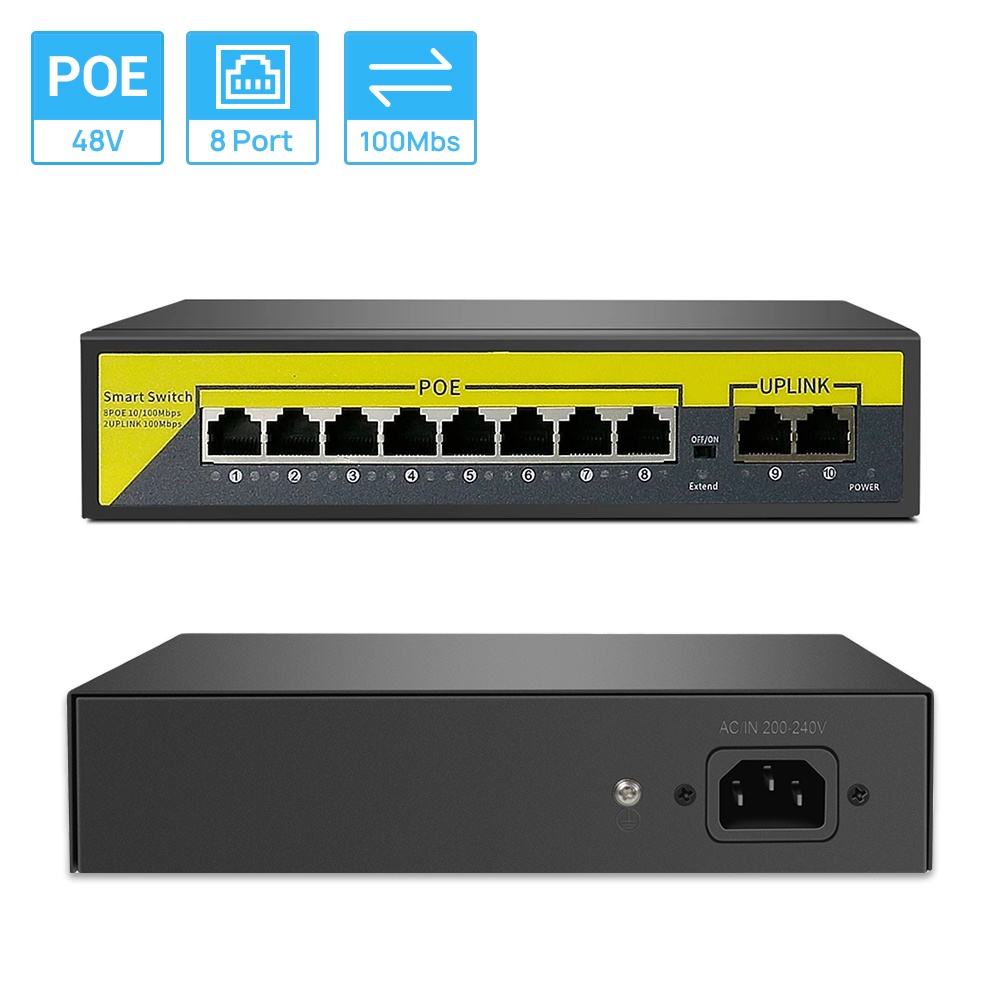 Hamrol POE Switch 48V with 8 100Mbps Ports IEEE 802.3 af/at ethernet ...