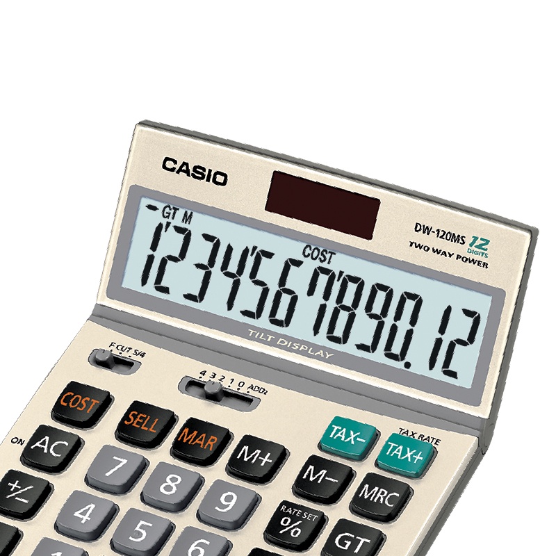 Casio Calculator เครื่องคิดเลข คาสิโอ รุ่น DW-120MS แบบปรับหน้าจอ ขนาดใหญ่ 12 หลัก สีเทา ...