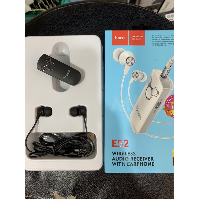 Hoco E52 หูฟังรับสัญญาณเสียงไร้สาย ตัวช้วยเชื่อมสัญญาณบลูทูธ เก็บแบตได้ ...