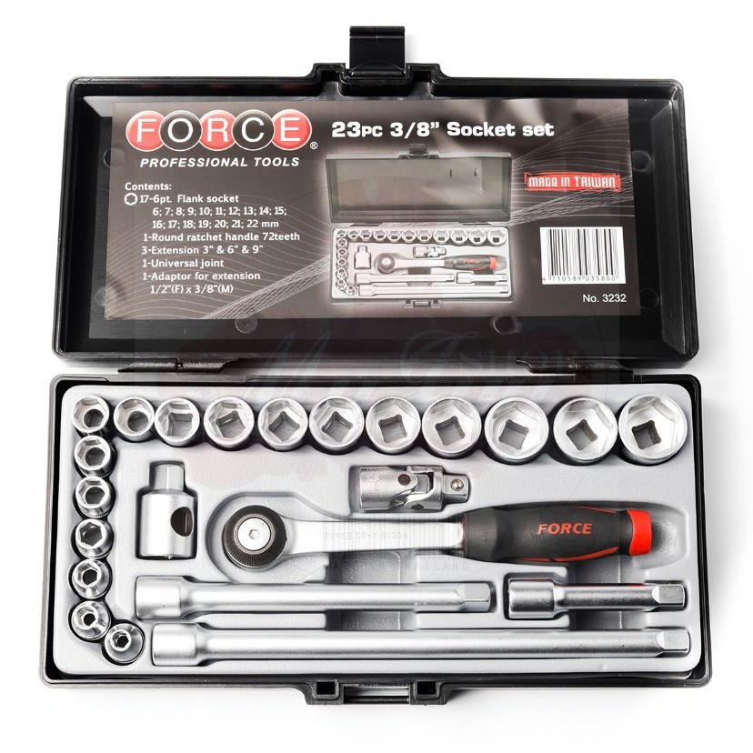 FORCE 3232 ลูกบล็อก ลูกบล็อค ลูกบล๊อก ชุดลูกบ๊อกซ์หกเหลี่ยม 3/8" 23PCS ...