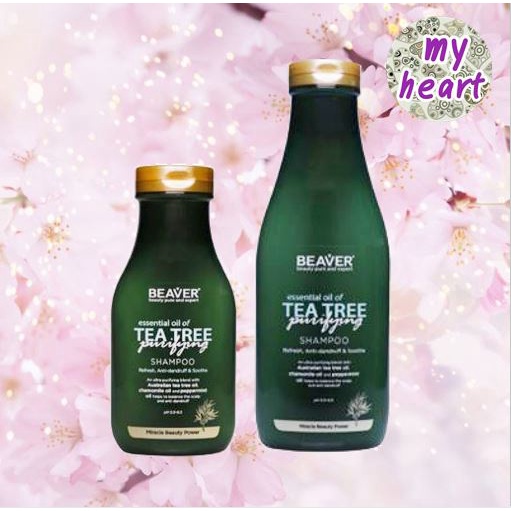 Beaver Tea Tree Purifying Shampoo 350/730 ml แชมพู ขจัดรังแค ความมันบนหนังศีรษะ และกลิ่นอับ ...
