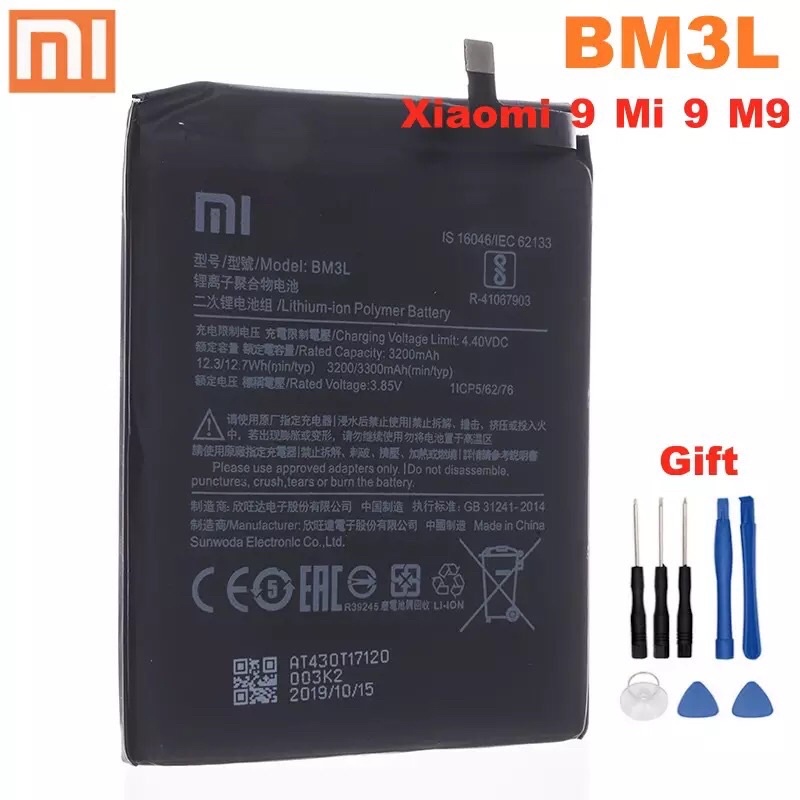 Xiao Mi 100% Original BM3L 3300MAhแบตเตอรี่สำหรับXiao Mi 9 Mi9 M9 Mi 9 ...
