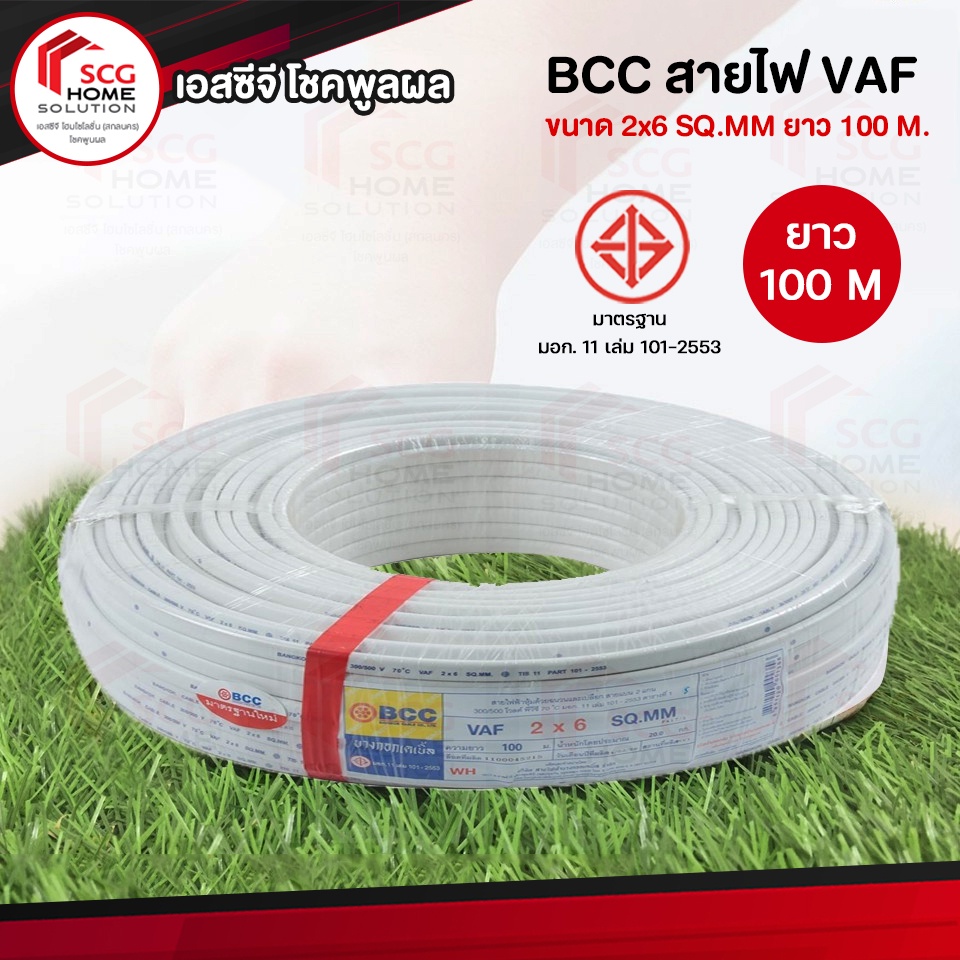 BCC สายไฟ VAF ขนาด 2x6 SQ.MM 100 เมตร | Shopee Thailand