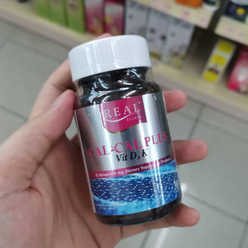 Real Elixir Calcium Cal-Cal Plus Vit D,K 30,60 เม็ด/กระปุก - เรียว ...