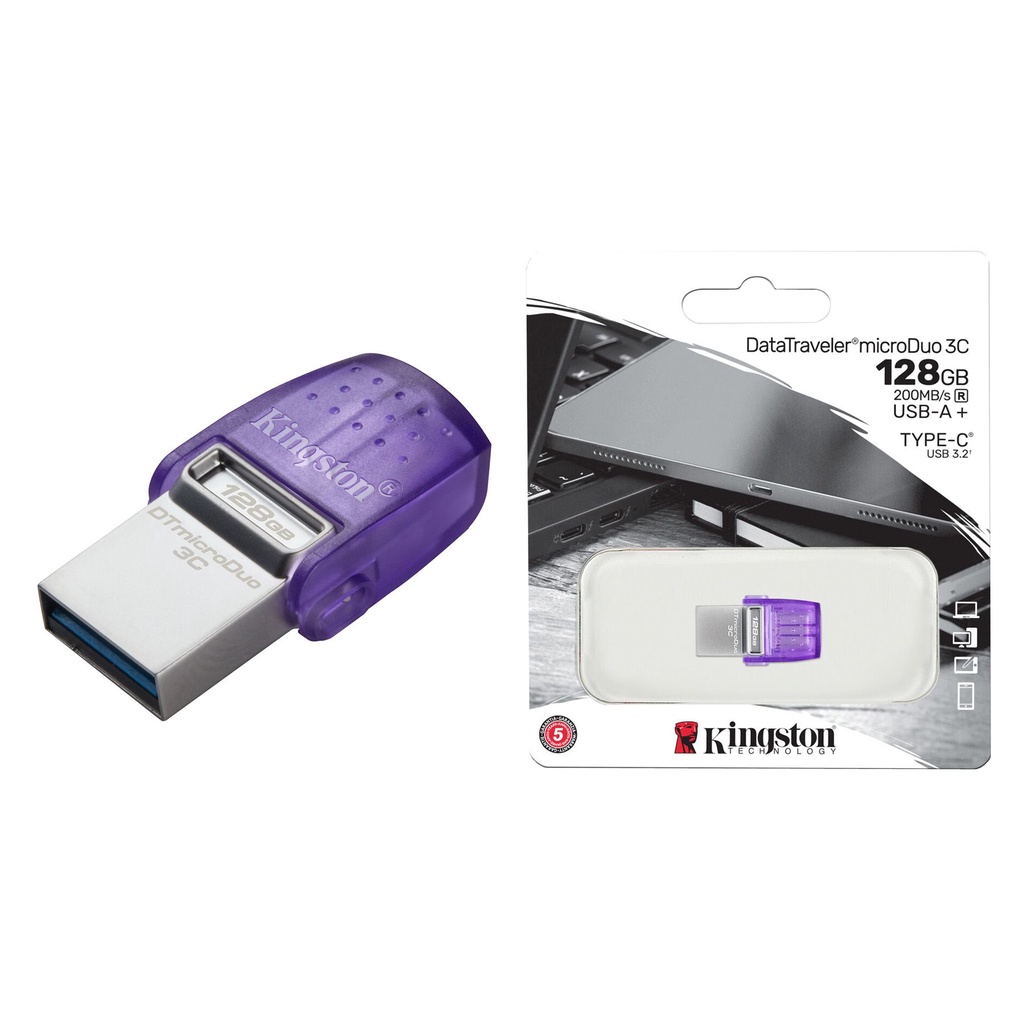 Kingston DataTraveler microDuo 3C 128GB USB Type-C & Type-A Flash Drive (Purple) | Shopee Thailand