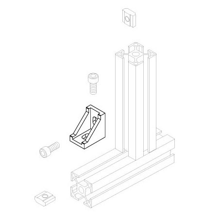 Thin Bracket 20 mm Set ฉากยึดอลูมิเนียมโปรไฟล์ Aluminium profile โพร ...