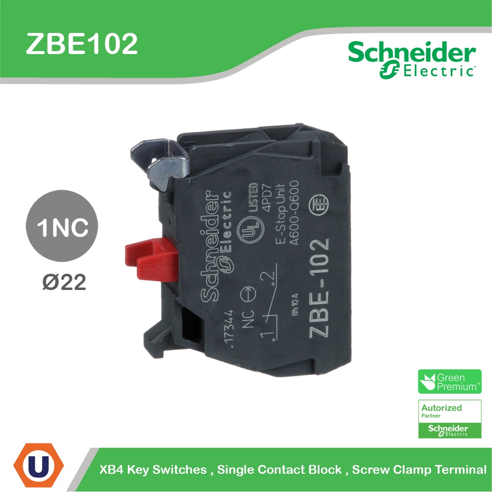 Schneider ZBE102 อุปกรณ์เสริมสำหรับ XB4,XB5 แบบ 1 คอนแทคบล็อค และ ...
