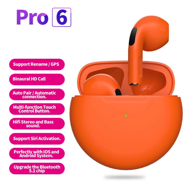 TWS Pro 6 ชุดหูฟังบลูทูธไร้สาย Bluetooth Earphone สำหรับ Android/IOS หู ...