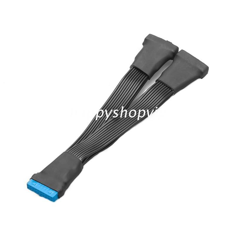 HSV Dual Port USB 3.0 Female Screw Mount Panel Type to Motherboard 19 Pin/20Pin Flat Cable Y ...