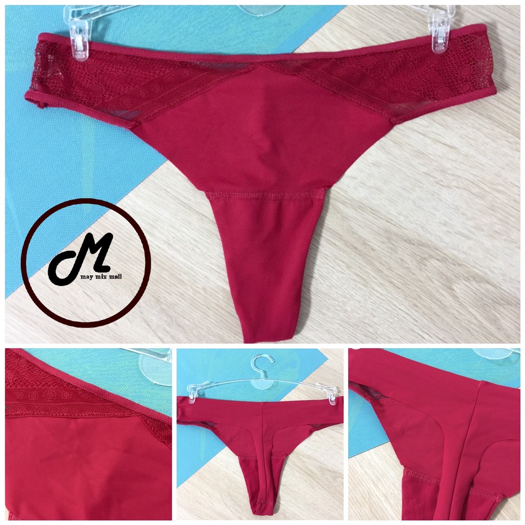 MG7-015(G7-001-50)จีสตริงสีแดงเลือดนก,ผ้านิ่มลื่นผสมผ้าลูกไม้,M,Lขอบขาและขอบเอวด้านหลังแบบปล่อย ...