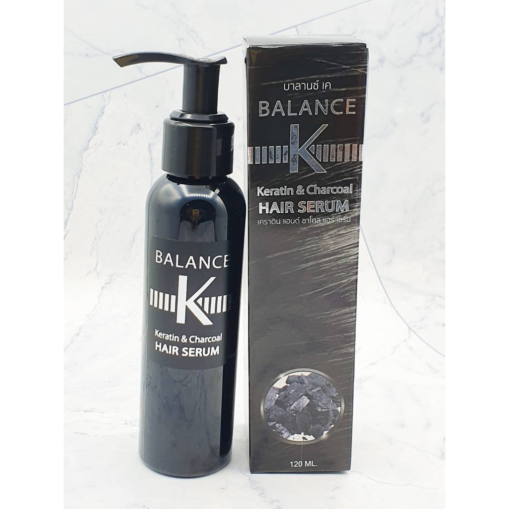 1 แถม 1บำรุงเส้นผมที่แห้งเสีย BALANCE K บาลานซ์ เค Keratin & Charcoal HAIR SERUM เคราติน แอนด์ ...