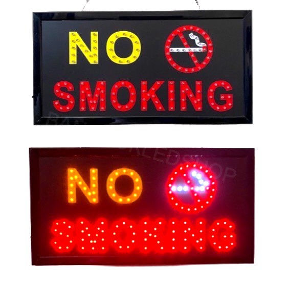 LED Sign NO SMOKING ป้ายไฟแอลอีดีสำหรับตกแต่ง 220V ป้ายตัวอักษร ป้ายไฟ ...