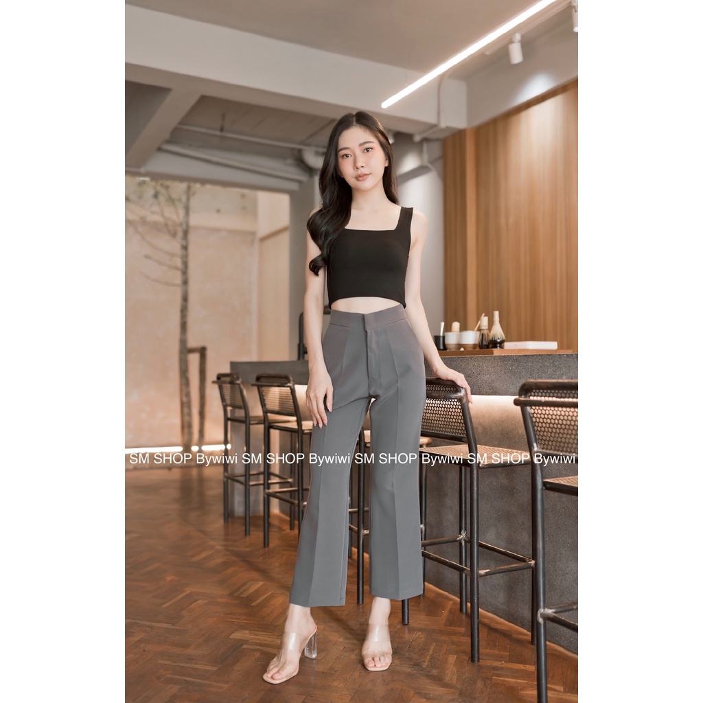 กางเกงขากระดิ่ง ตะขอหน้า ผ้าไอวี่ ผ้าเปเป้ S - 2XL ป้าย SMSHOP พร้อมส่ง | Shopee Thailand