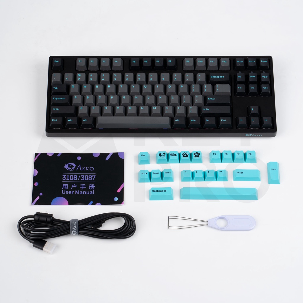 คีย์บอร์ด Akko 3087 Plus Black & Cyan TKL 87 ปุ่ม Akko Switch ...