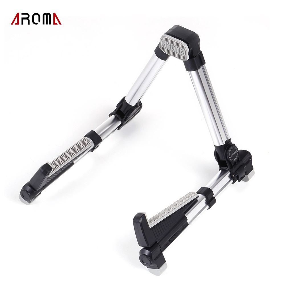 AROMA AGS-08 ขาตั้งกีตาร์พับได้อลูมิเนียมสําหรับกีตาร์ไฟฟ้า Ukulele Bass Mandolin | Shopee Thailand