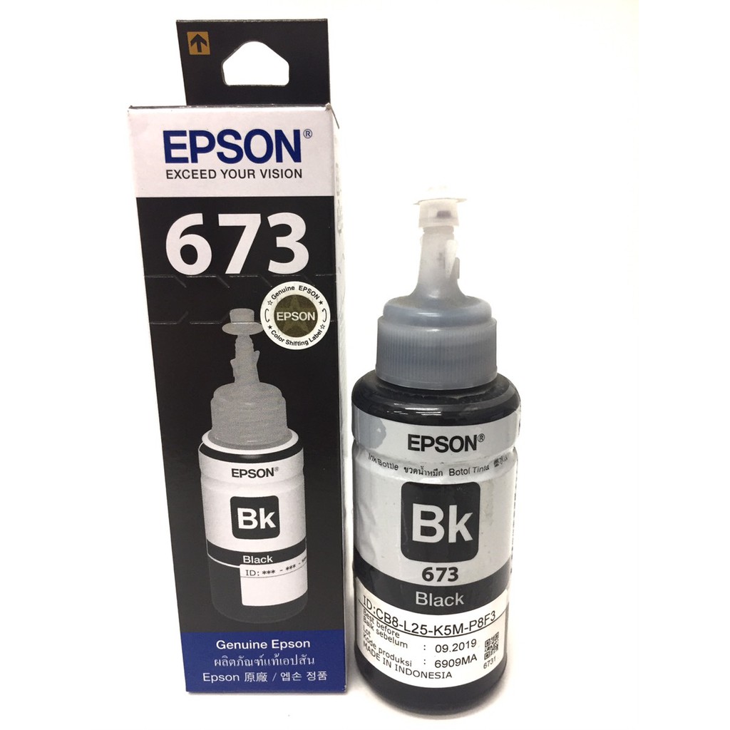 หมึก Ink Tank Epson T6731 BK พร้อมกล่อง ของแท้ 100% สำหรับ L800 L805 ...