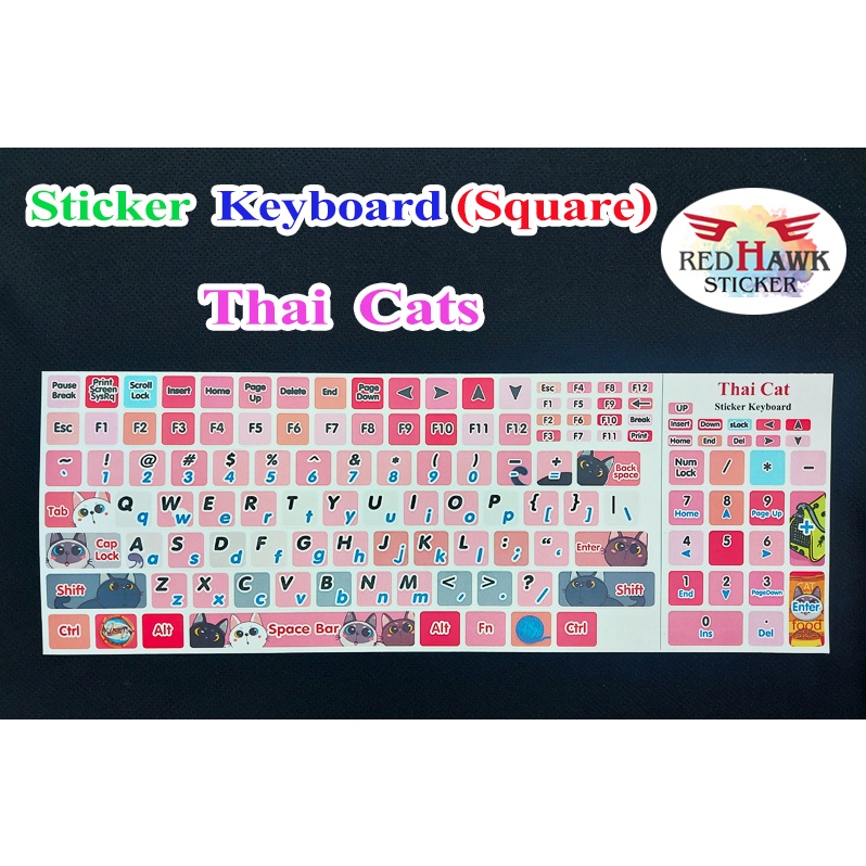 Thai cat keyboard stickers (English only square) | Shopee Thailand