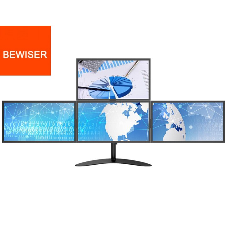 BEWISER S4C ขาตั้งคอม 4 จอมอนิเตอร์ VESA15"-30" ฐานโลหะสีดำ Triple+One ...