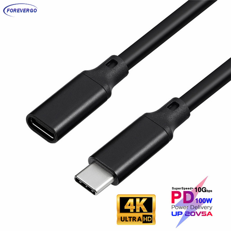 RE 100W PD 5A USB3.1 Type-C Extension Cable 4K @60Hz USB-C Gen 2 10Gbps ...