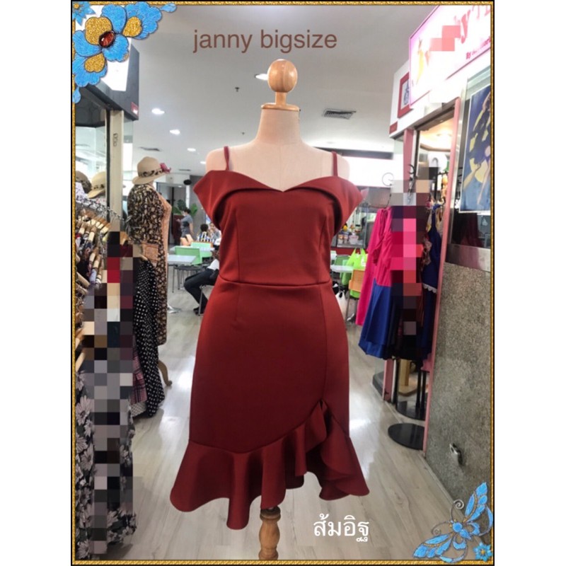 Janny เดรสสาวอวบ อ้วน Bigsize XXL เดรสออกงาน ชุดราตรี ผ้ามิลิน สายเดี่ยว | Shopee Thailand