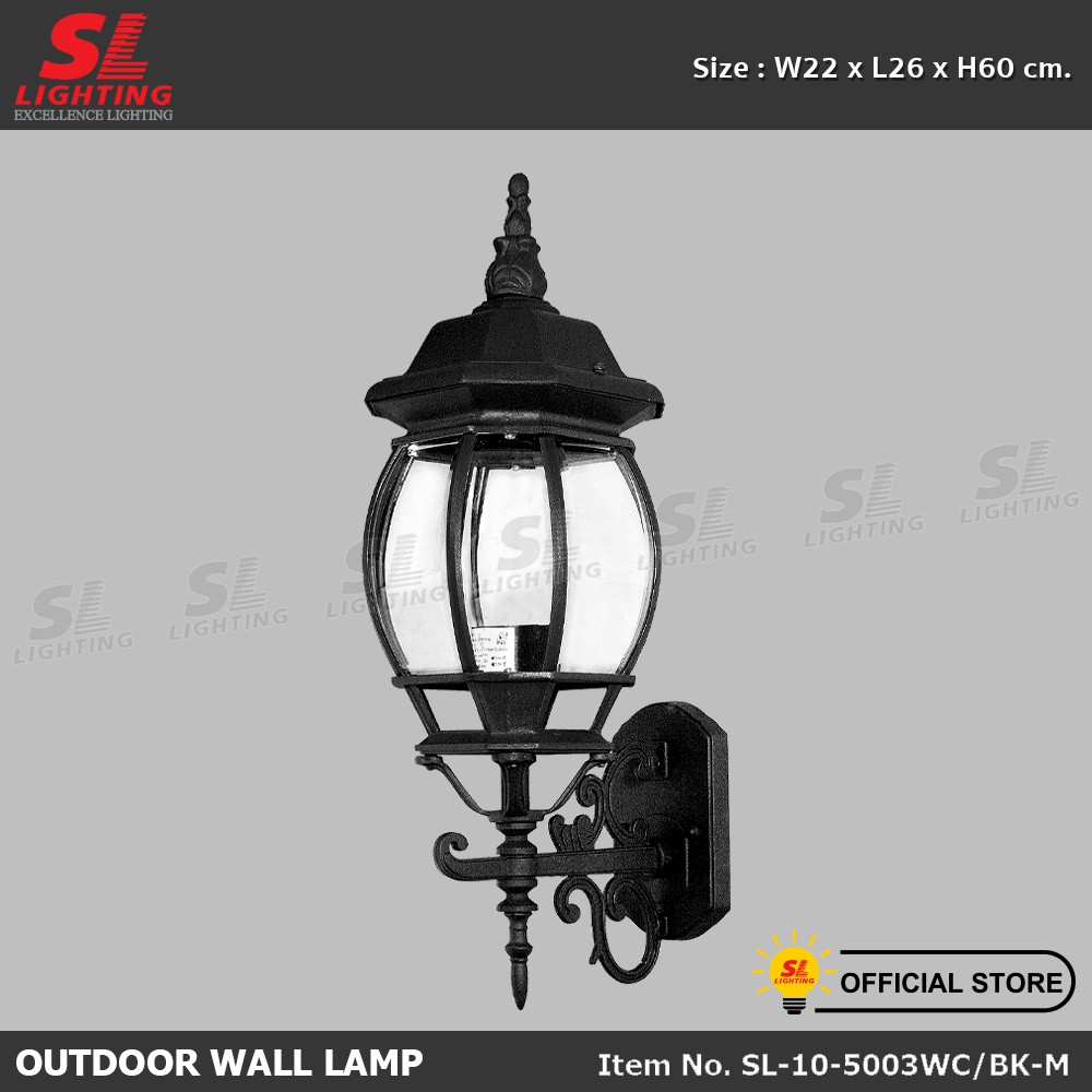 SL LIGHTING | Outdoor Wall Lamp โคมไฟติดผนังภายนอก รุ่น SL-10-5003WC/BK-M | Shopee Thailand