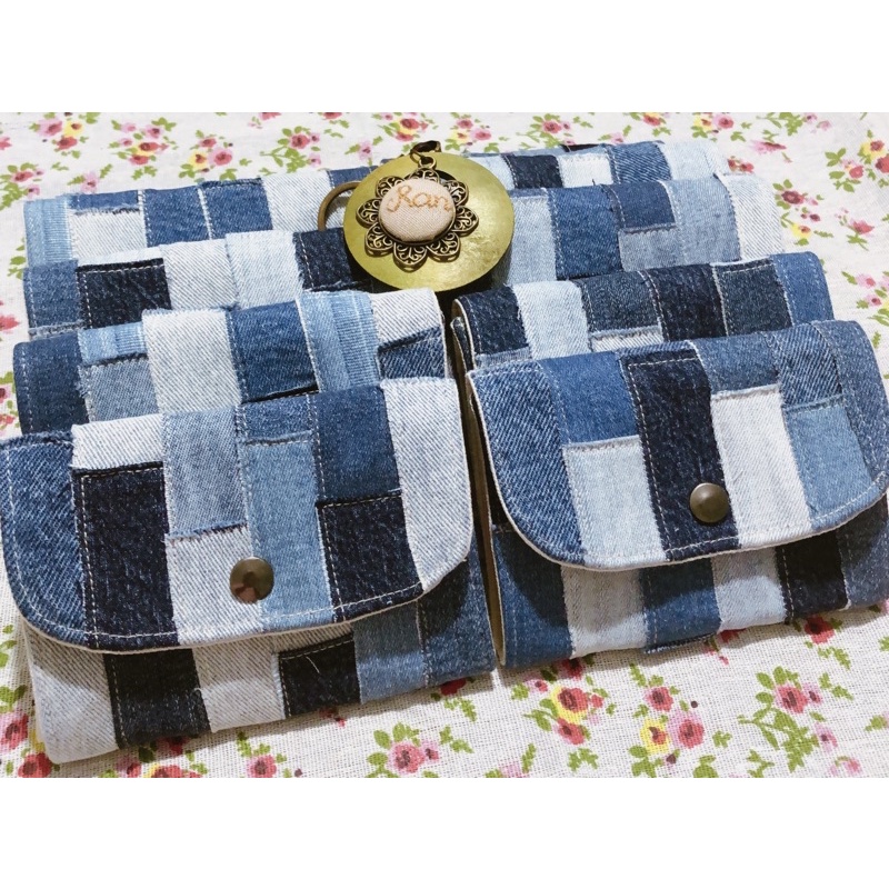 Handmade JEAN WALLET REGENERATIVE PATCH PATTERN (4 ช่อง มีซิป) | Shopee ...
