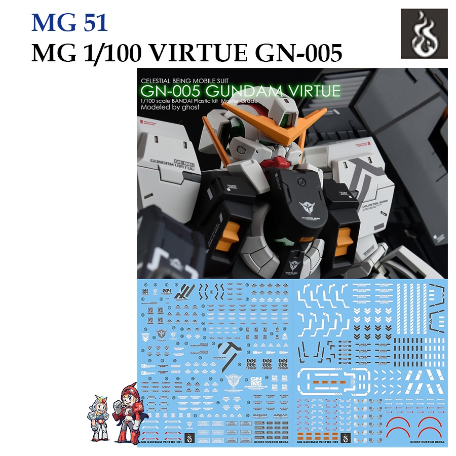 ดีคอลน้ำ [Ghost] MG 51 VIRTUE GN-005 MG 1/100 (HIQ) Fluorescent WATER ...