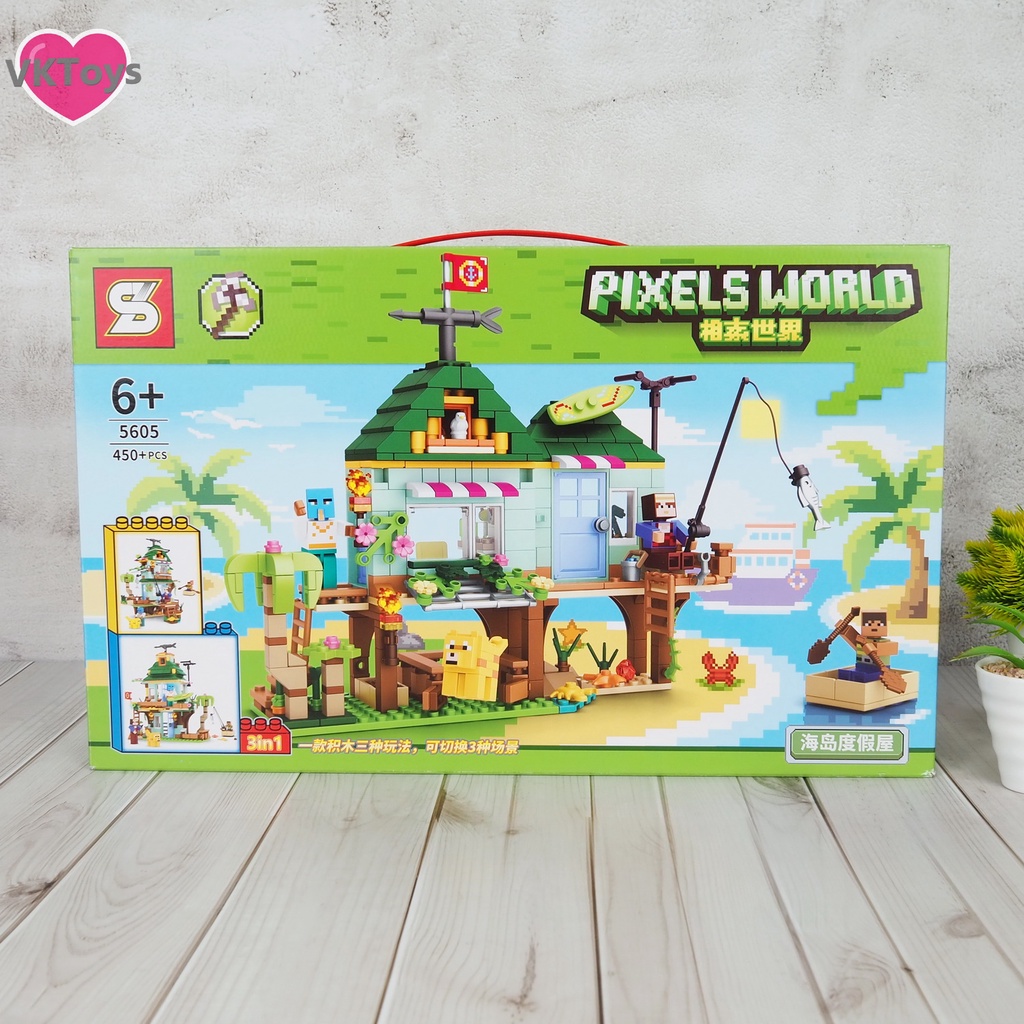 พร้อมส่ง!!! ตัวต่อ Pixels World บ้าน คนและสัตว์เลี้ยง มี 450+ ชิ้น เก็บเงินปลายทางได้ครับ ...