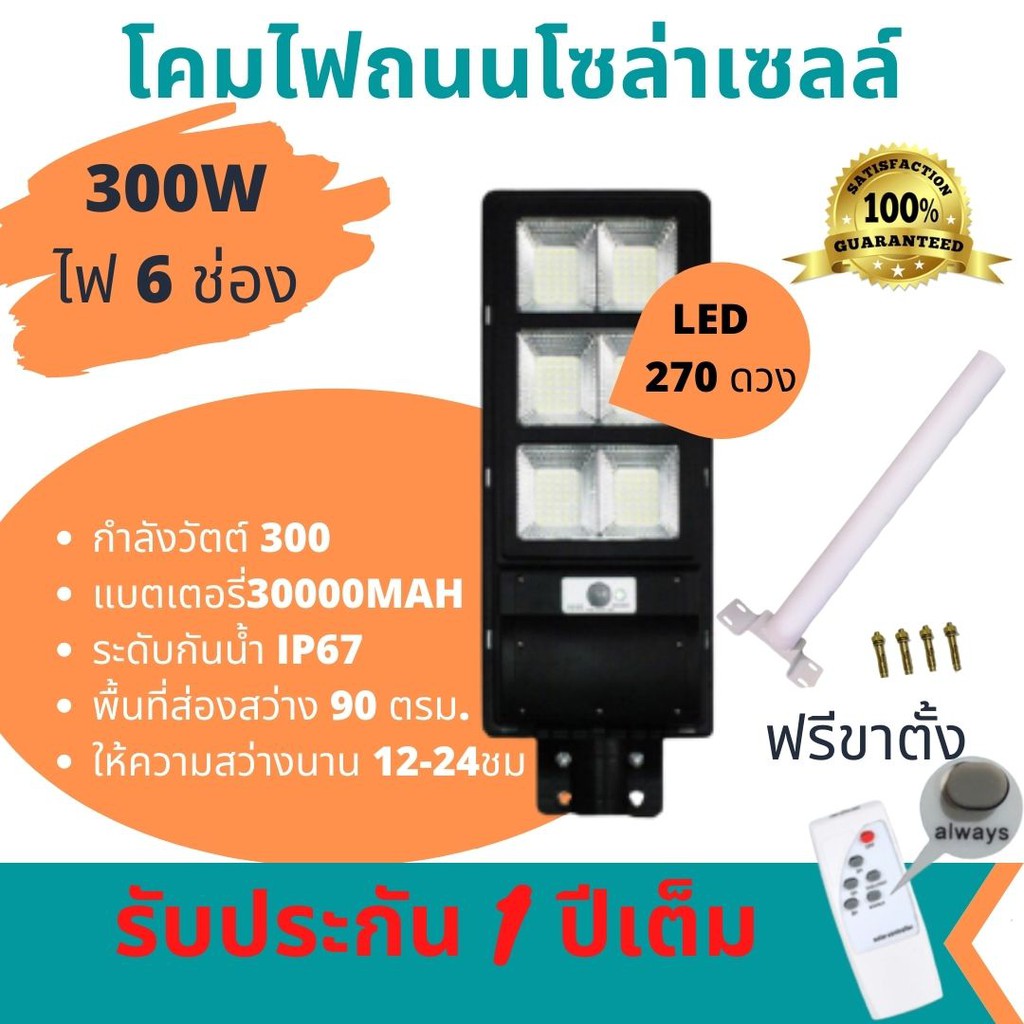 ไฟโซล่าเซลล์Solar Light LED ไฟ 60w ถึง 3200w โคมไฟถนนสว่างถึงเช้าโคมไฟสปอร์ตไลท์รุ่นใหม่ รับ ...