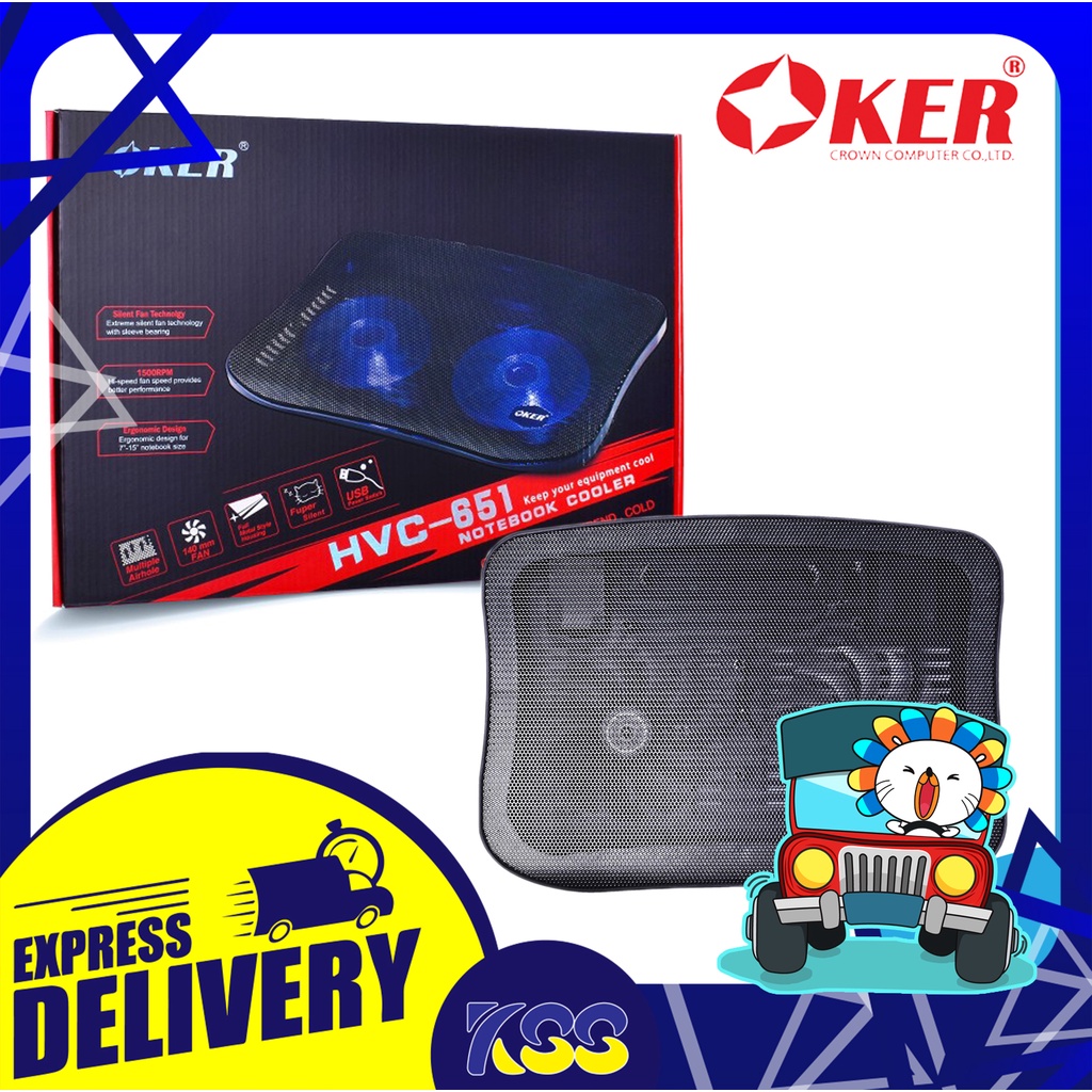 พัดลมระบายความร้อน Oker Hvc 651 Cooling Pad Notebook Stand And Cooling