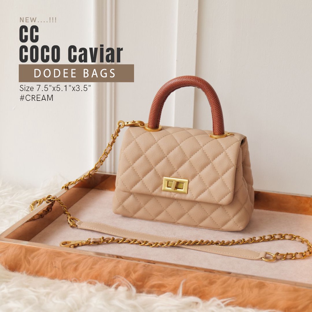กระเป๋าสะพายทรง CC Coco Caviar 18 cm PU Premium | Shopee Thailand