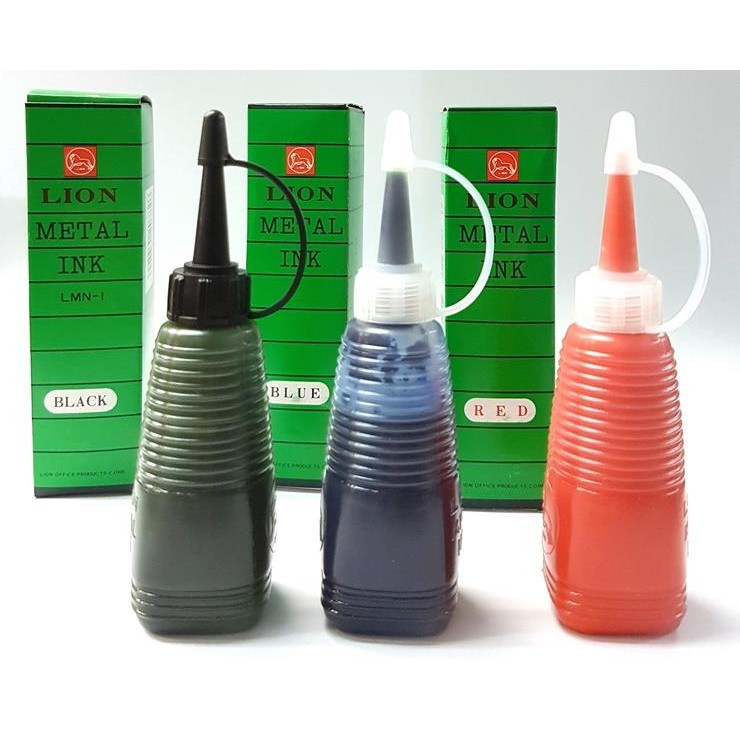 (KTS)น้ำหมึก Lion Metal Ink 1 oz.(Black/Blue/Red ให้เลือก) | Shopee ...